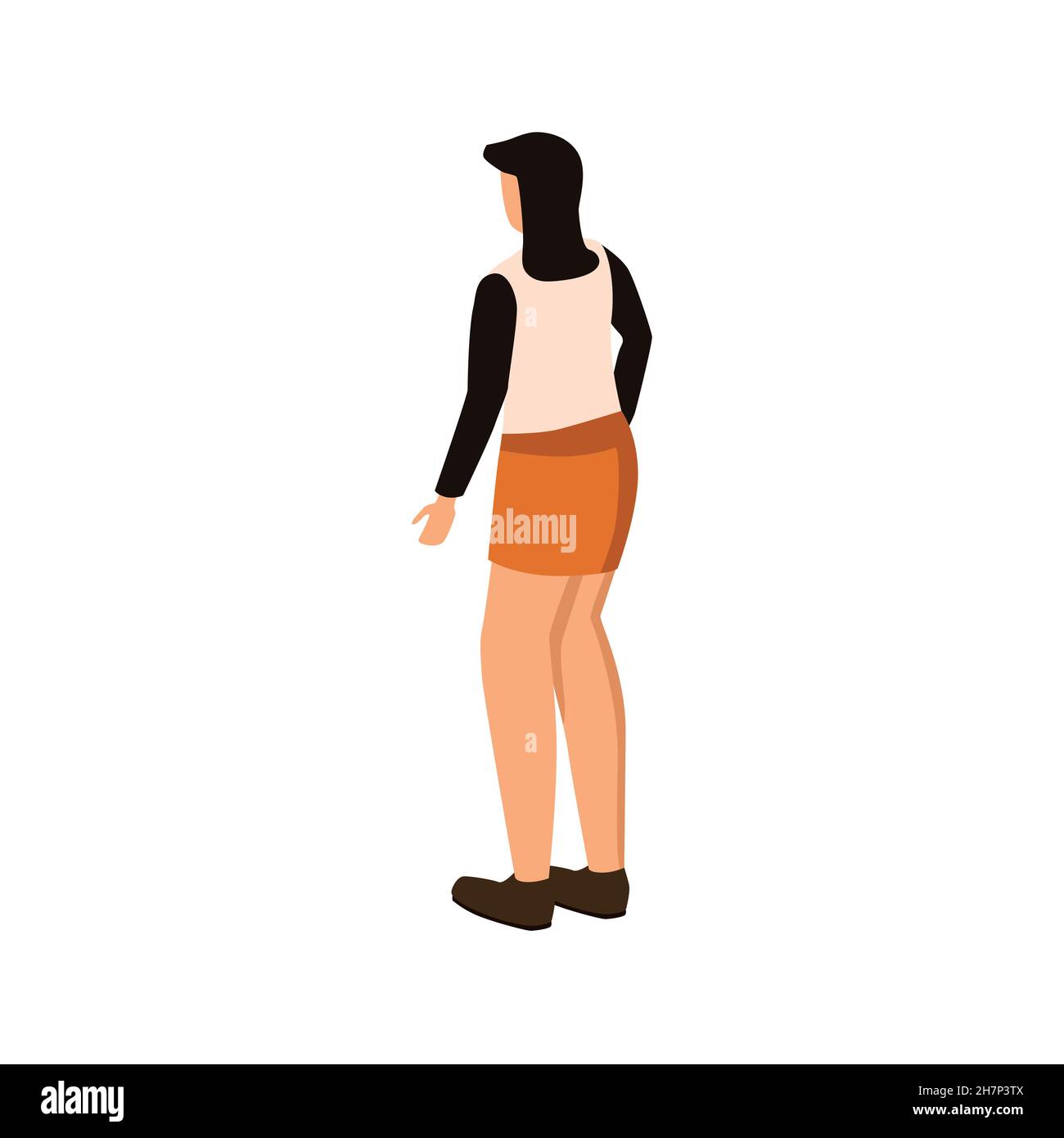 Woman Standing Backwards. Full Length Element. Vector illustration ...
