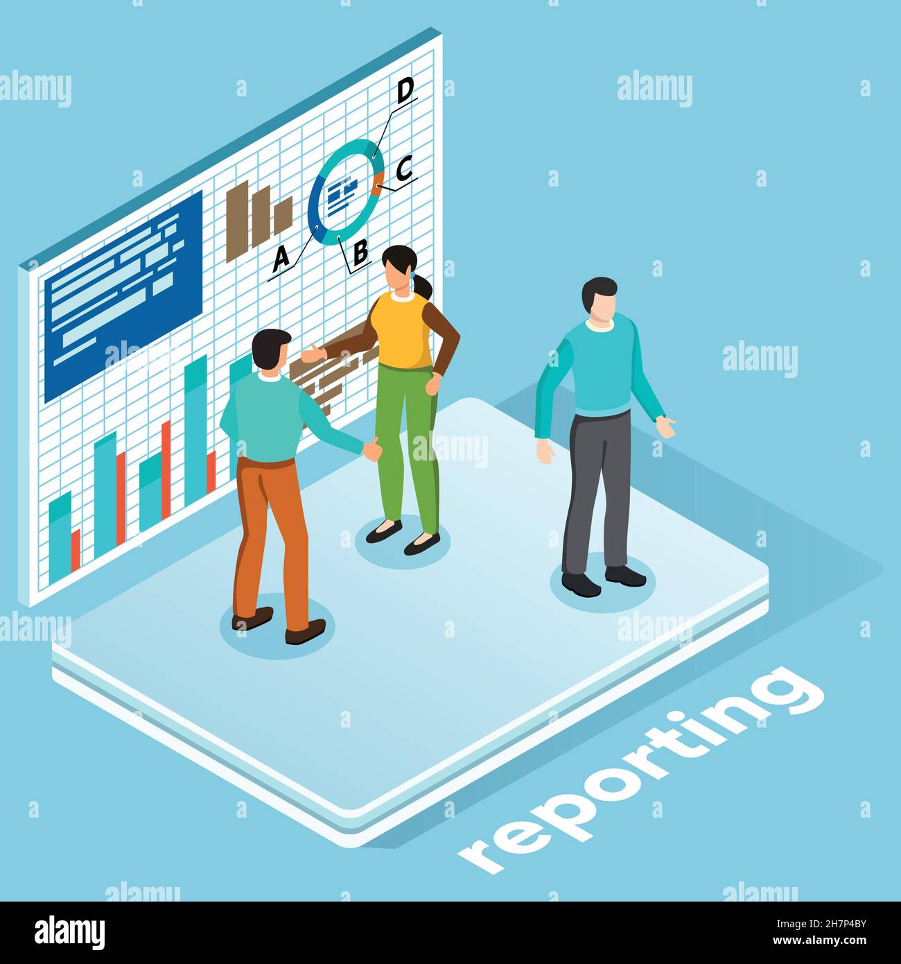 People reporting Economics Graphs Illustration . Vector illustration ...