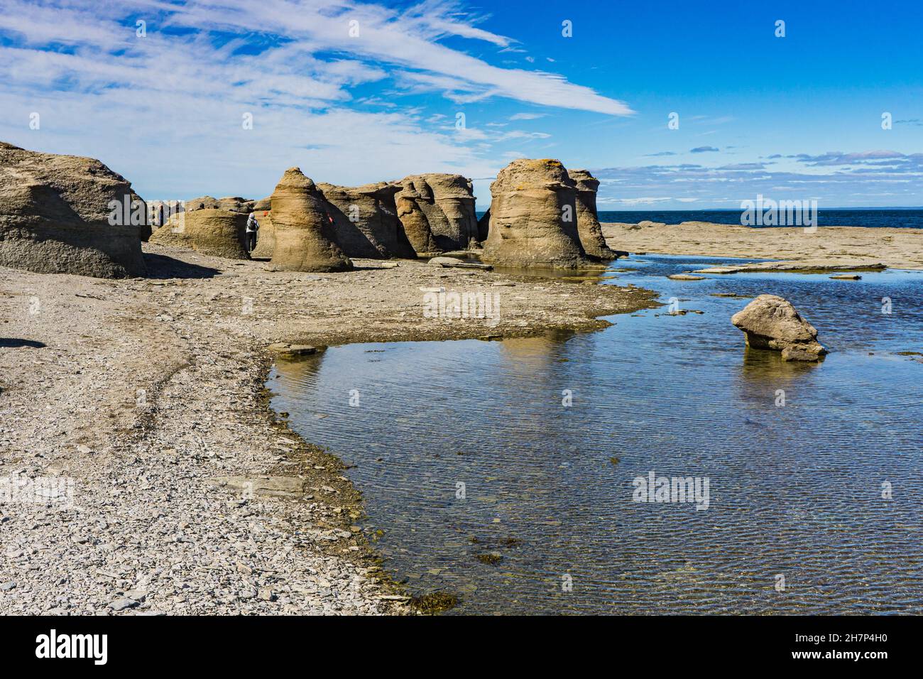limestone outcroppings on the Nue Island, an island of the Mingan ...