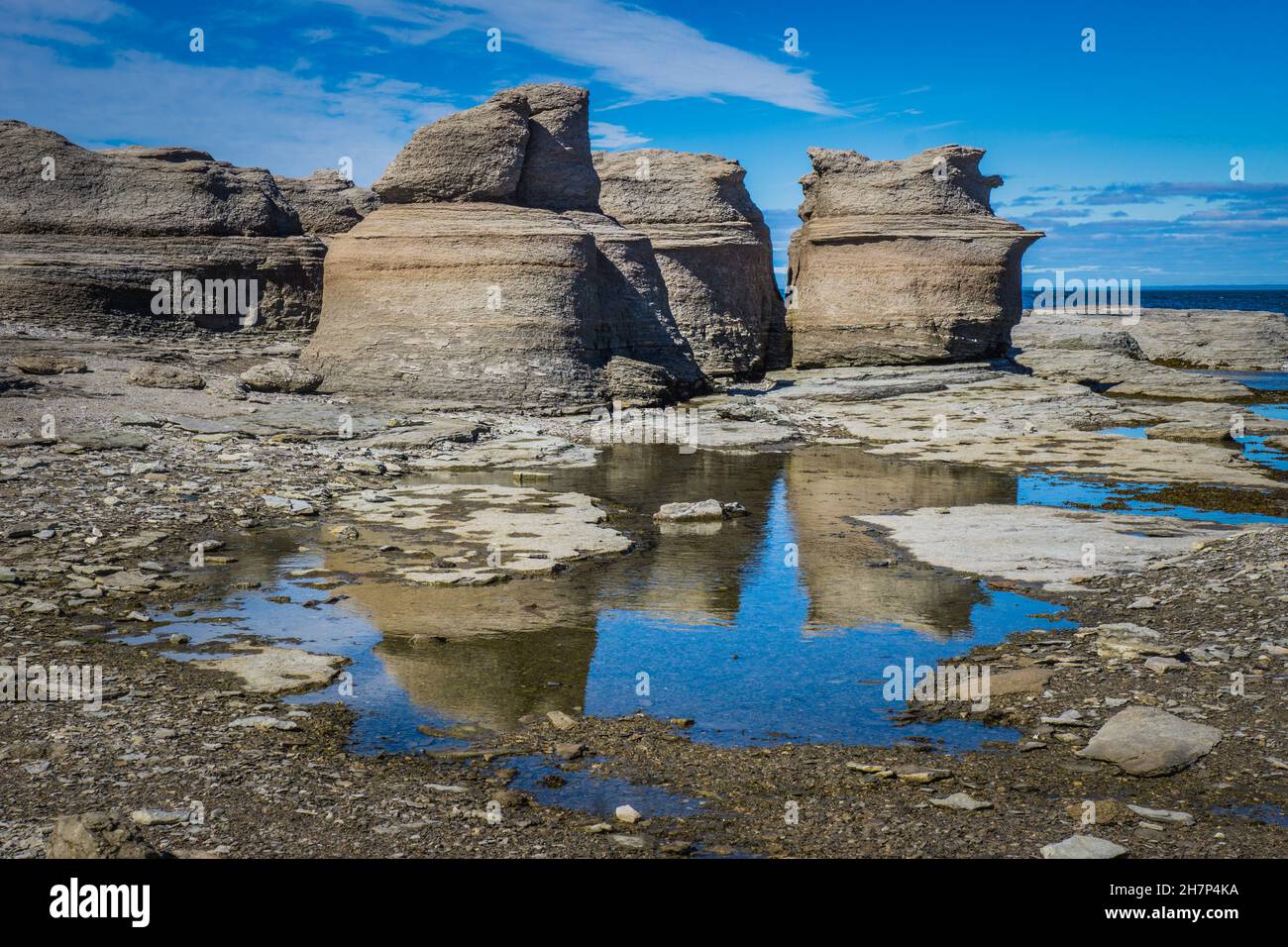 limestone outcroppings on the Nue Island, an island of the Mingan ...