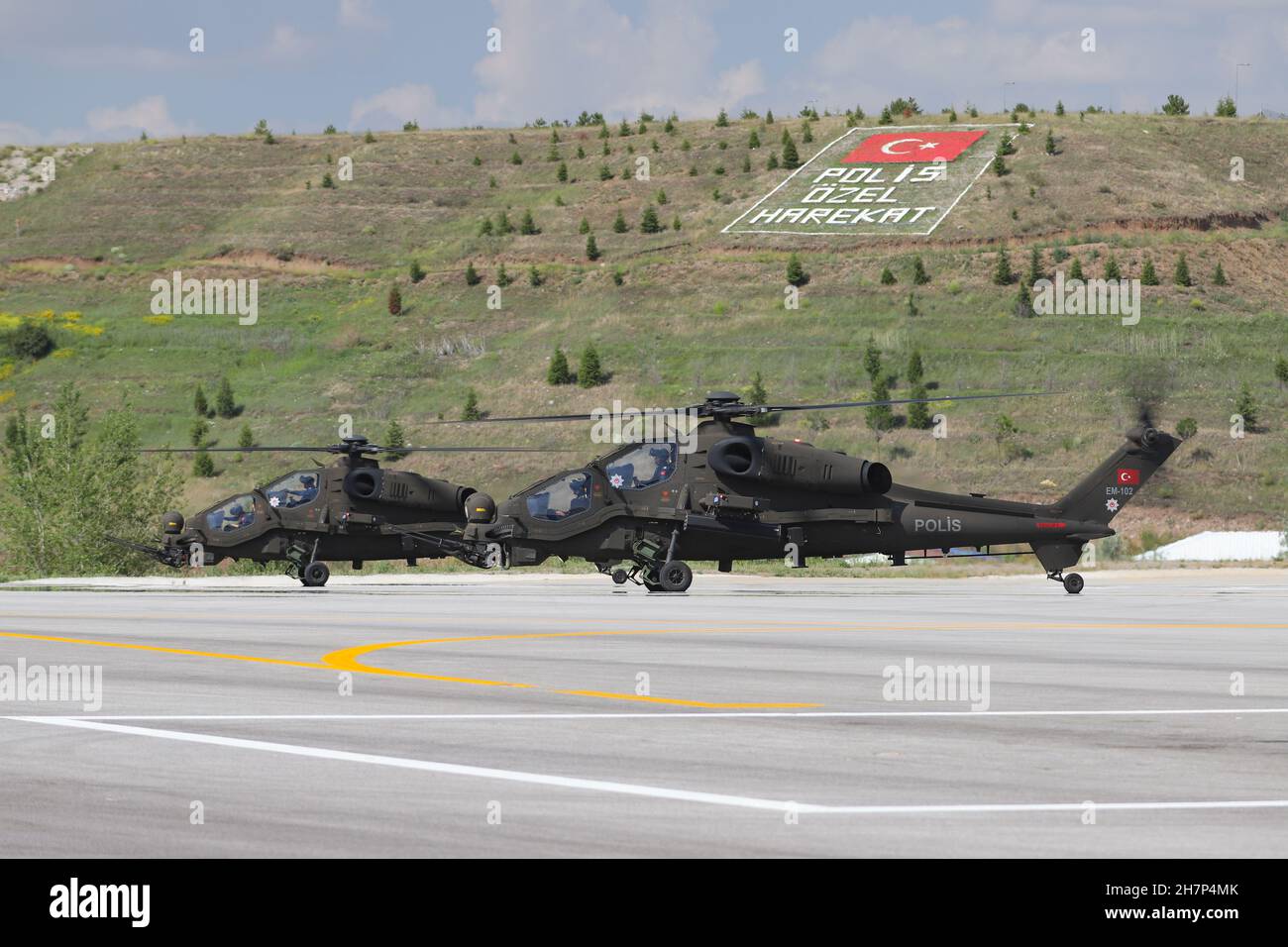 ANKARA, TURKEY - JUNE 26, 2021: Turkish Police Force Atak T-129 ...