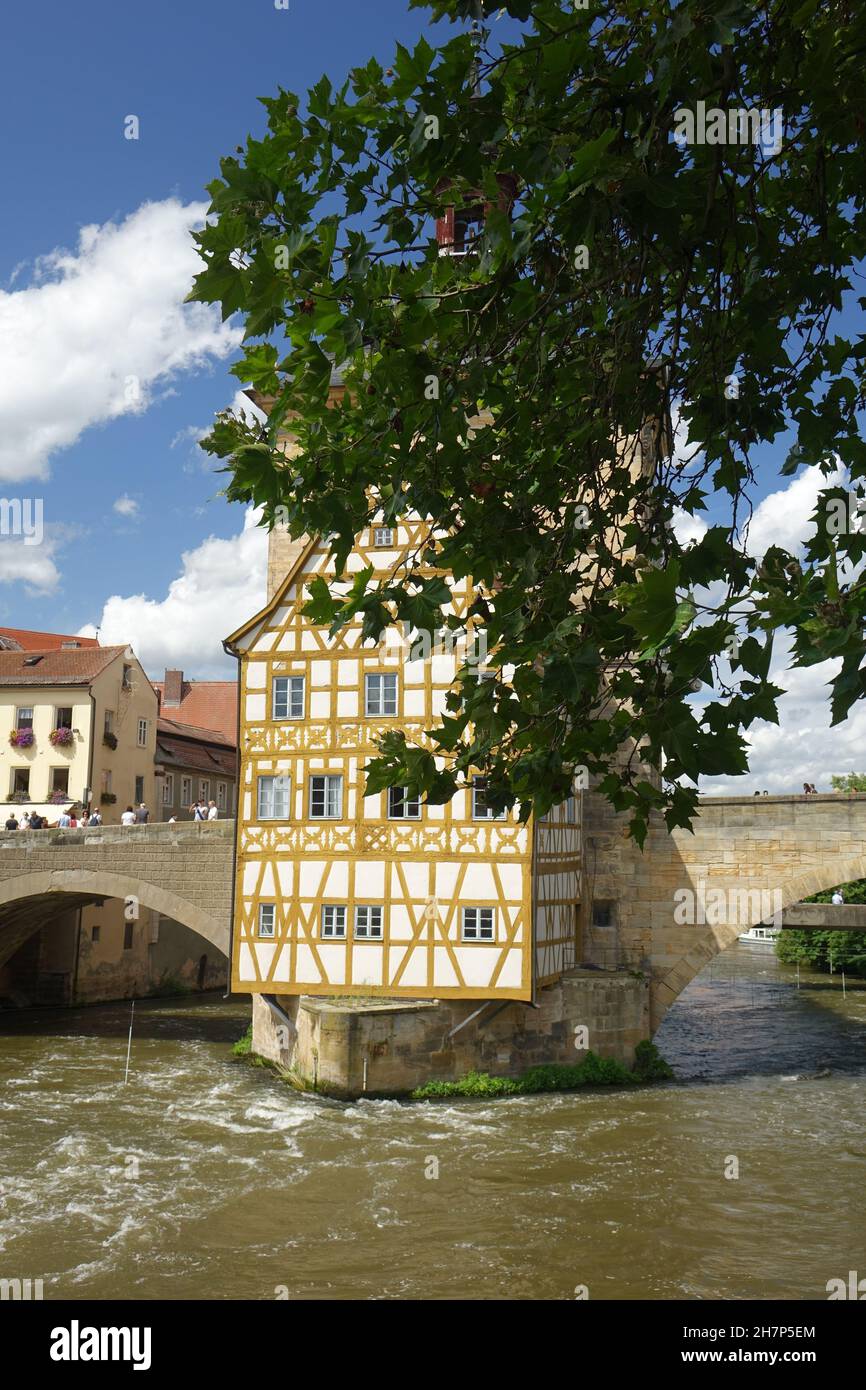 World Famous Altes Rathaus Old Town Hall Bridge Unesco World Heritage Site Bamberg Upper