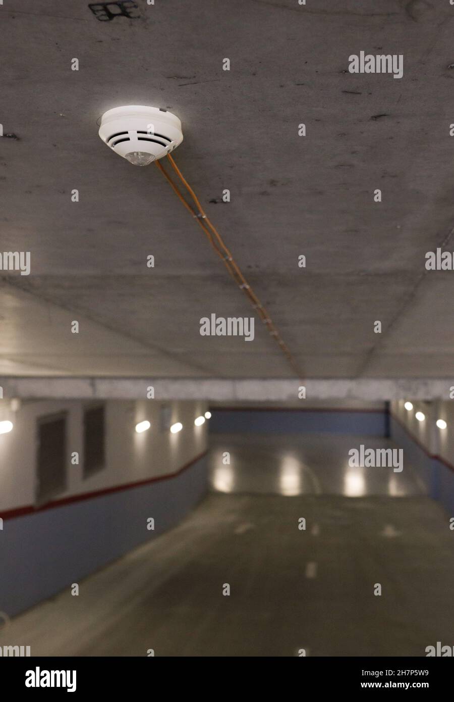 Shallow depth of field (selective focus) image with a smoke detector ...