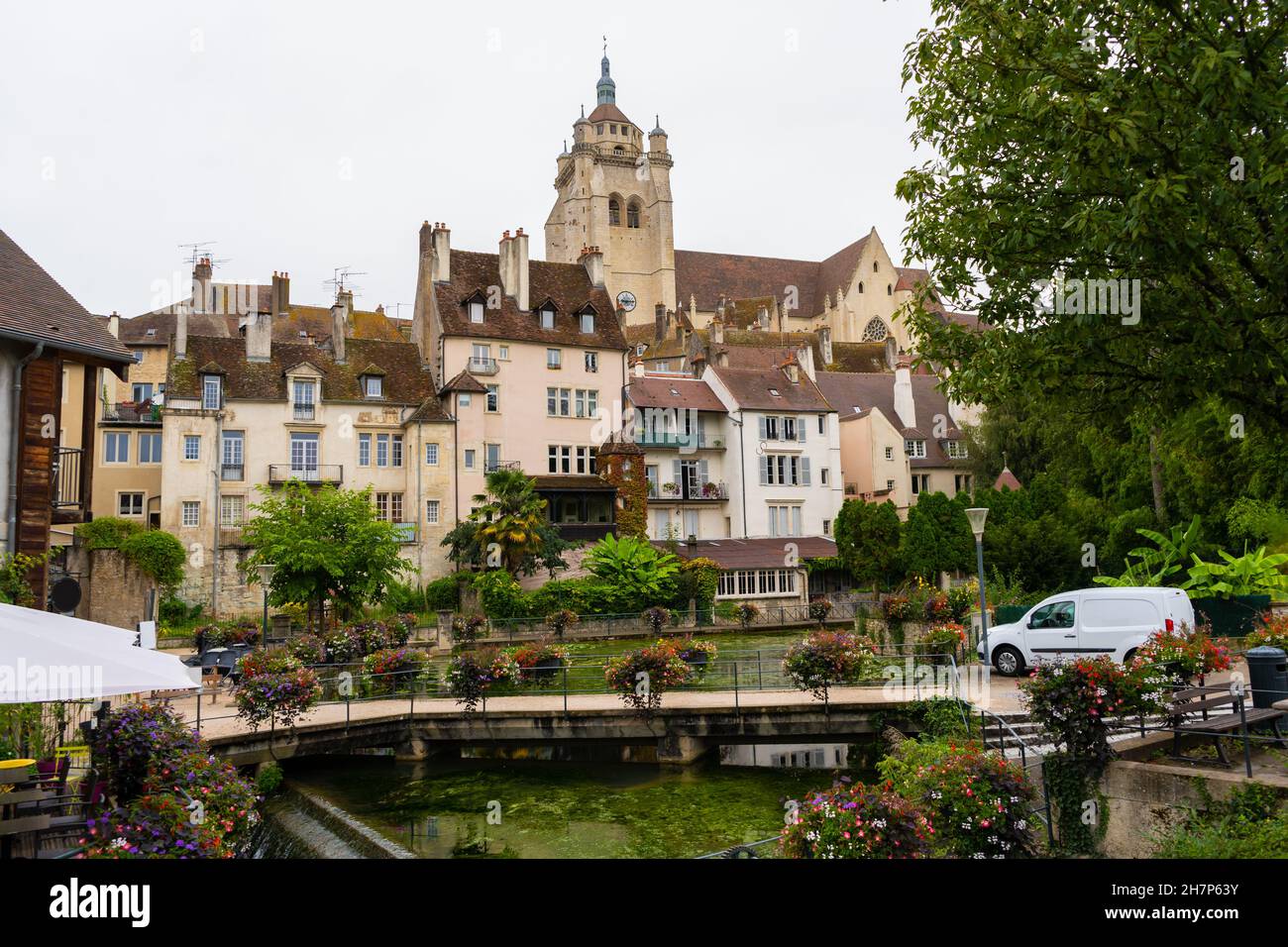 Beautiful view of historical city center of Dole in France.Travel ...