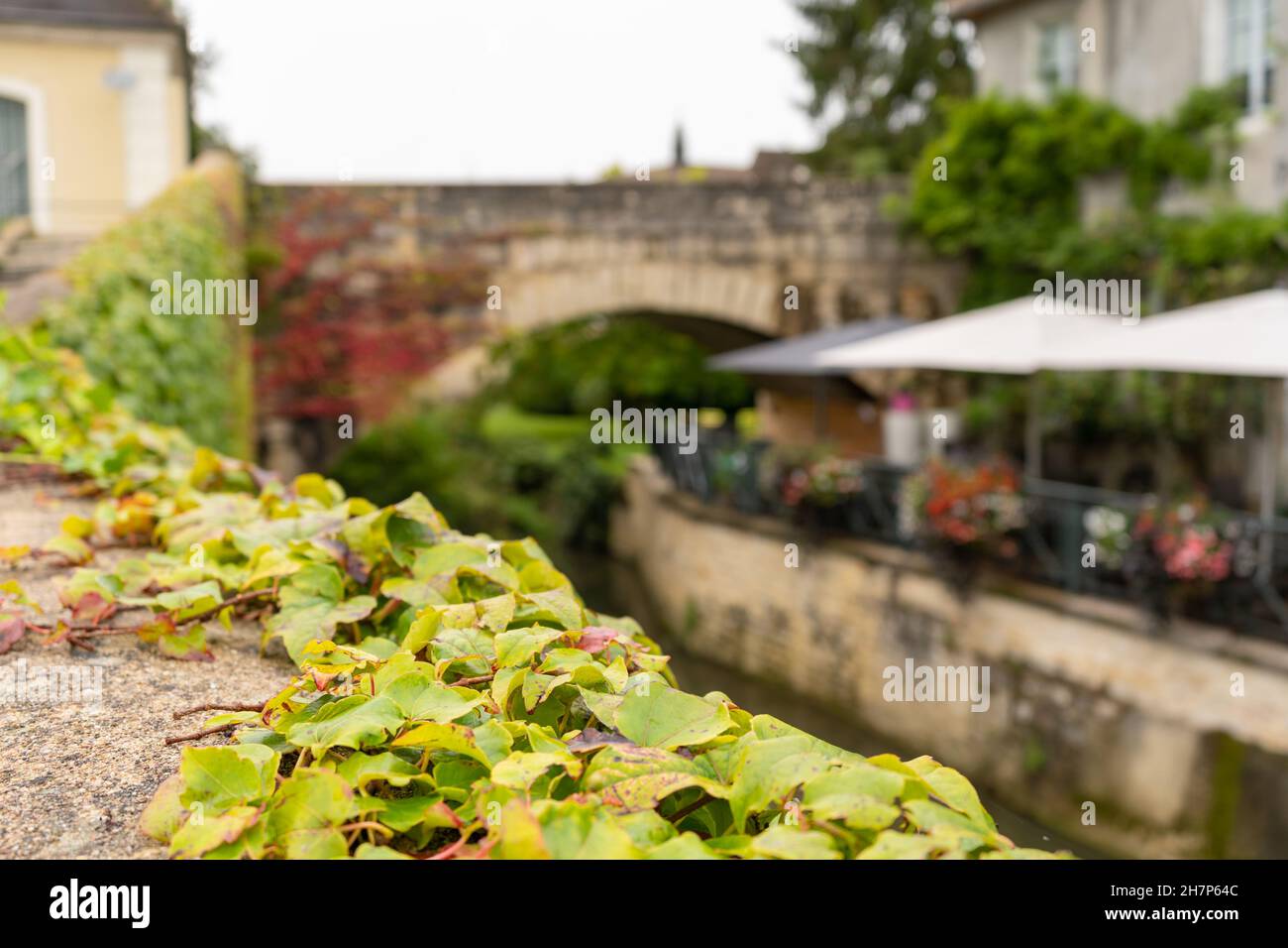 Ancient stone bridge in water channel in Dole , France Stock Photo - Alamy