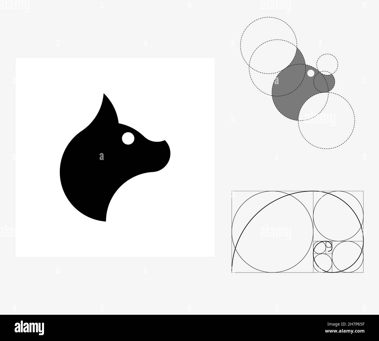 Vector cat in golden ratio style. Editable illustration Stock Vector ...