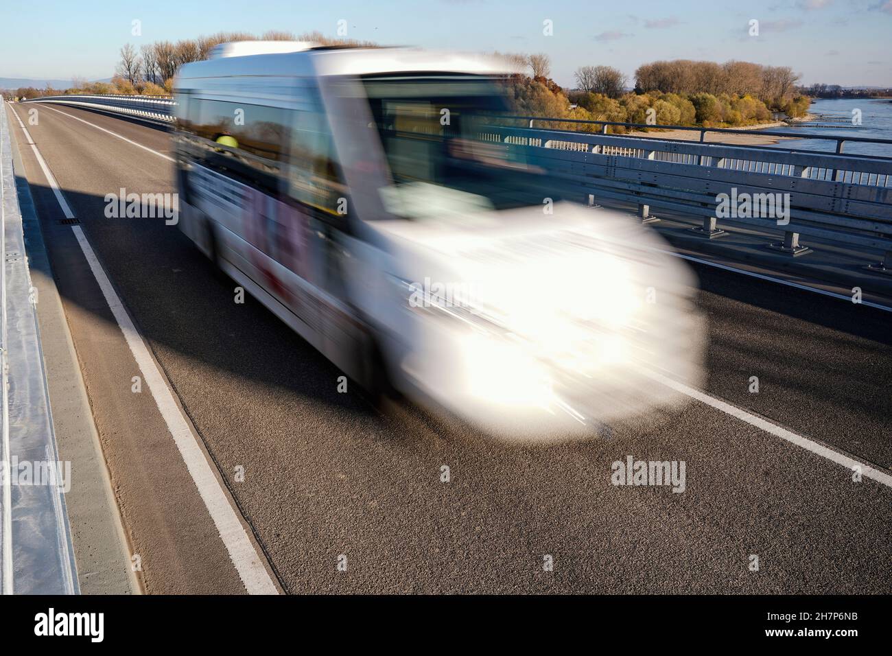 Speyer, Germany. 24th Nov, 2021. A minibus drives over the new ...