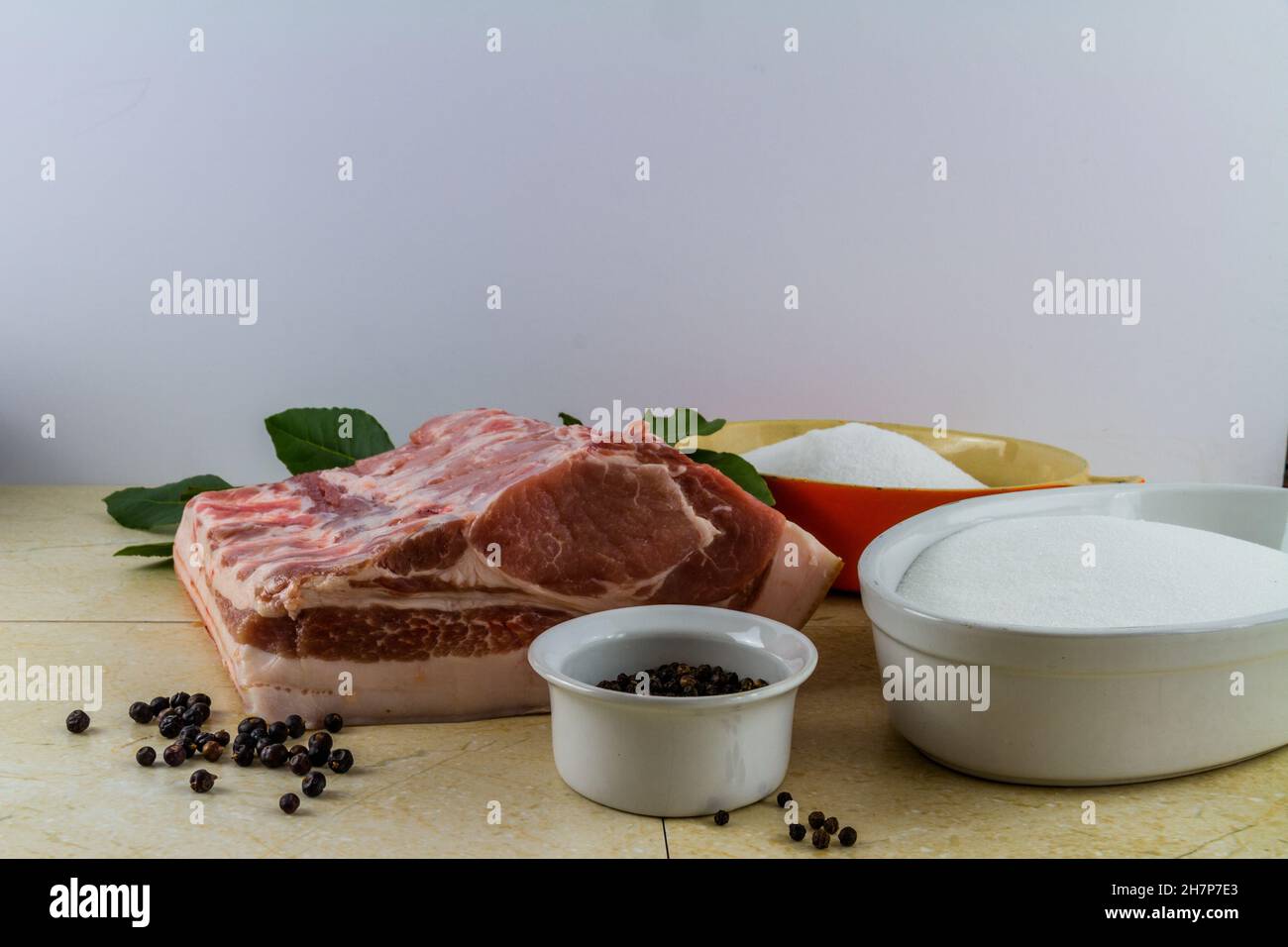 Salt curing meat hi-res stock photography and images - Alamy