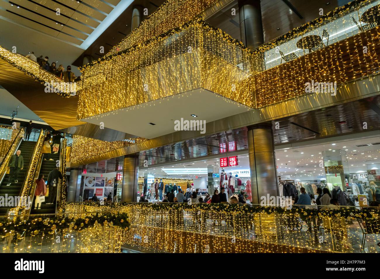 Visitors in the Hudson Yards mall, prior to Black Friday, in Manhattan ...