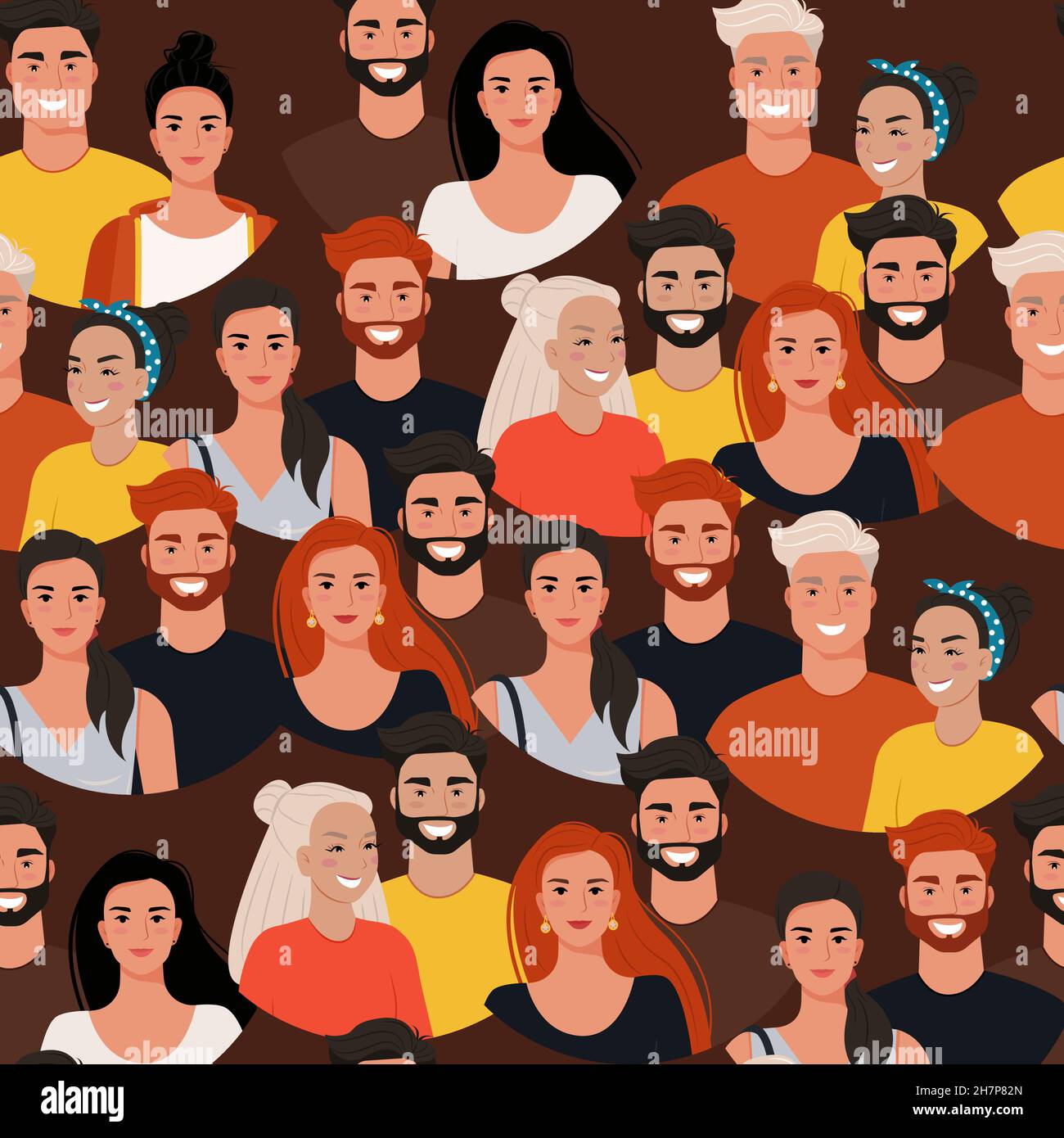 Crowd of people seamless pattern. Vector illustration Stock Vector ...