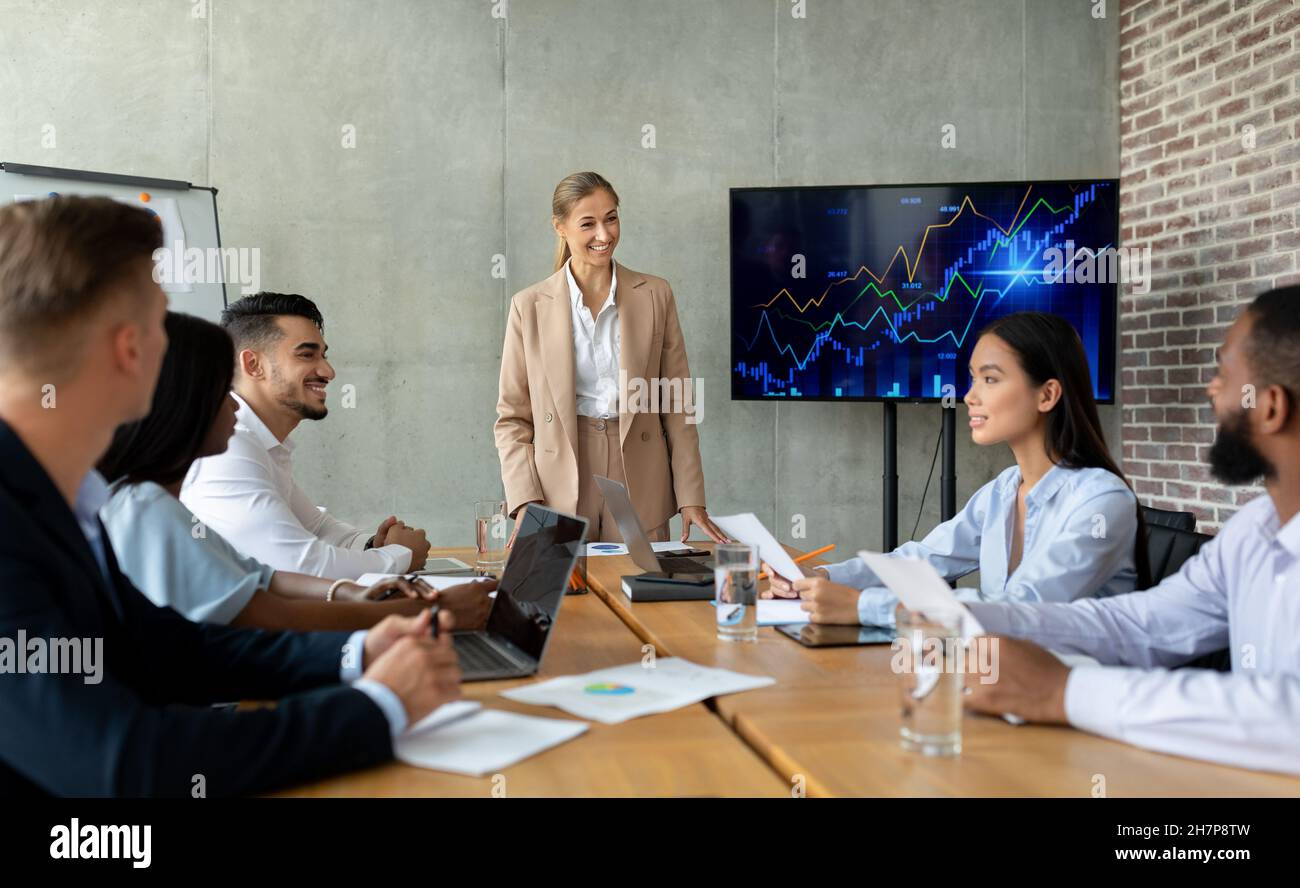 Multicultural group business talking hi-res stock photography and ...