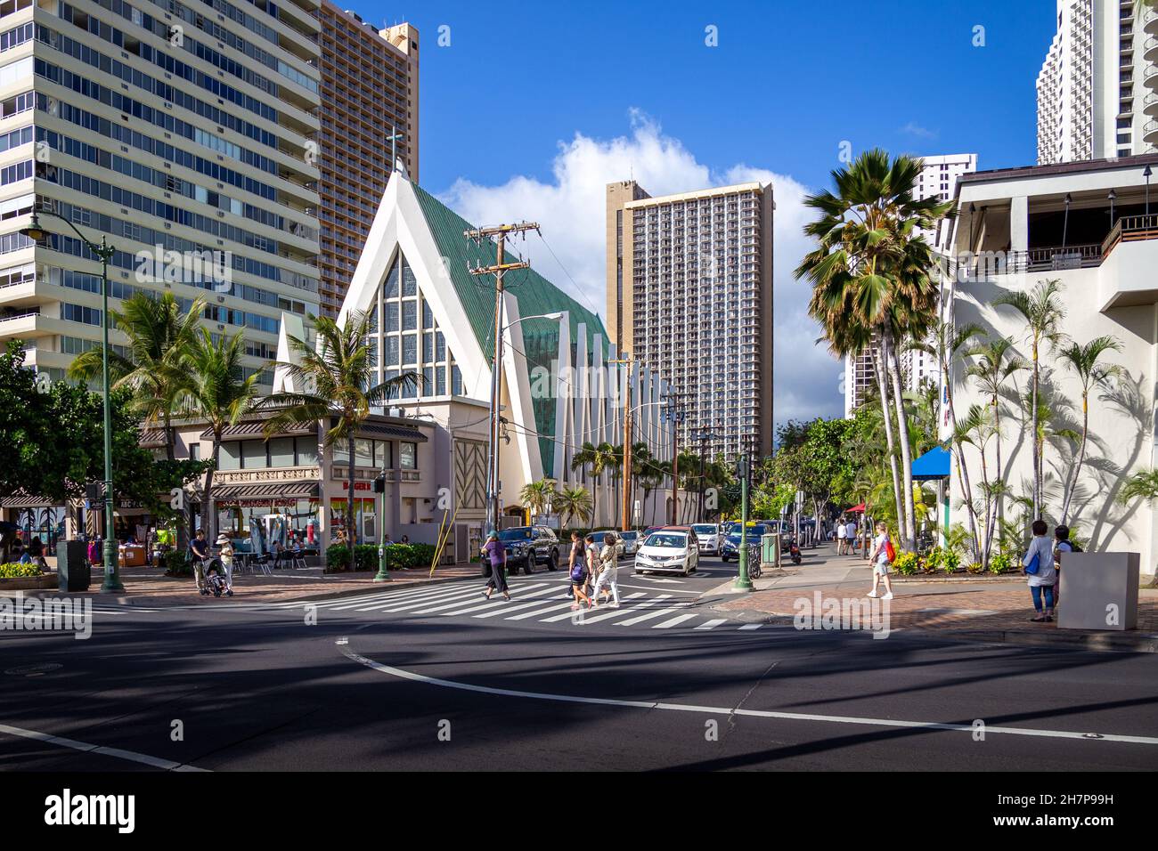 HONOLULU, UNITED STATES - May 17, 2015: High-rise apartment buildings ...