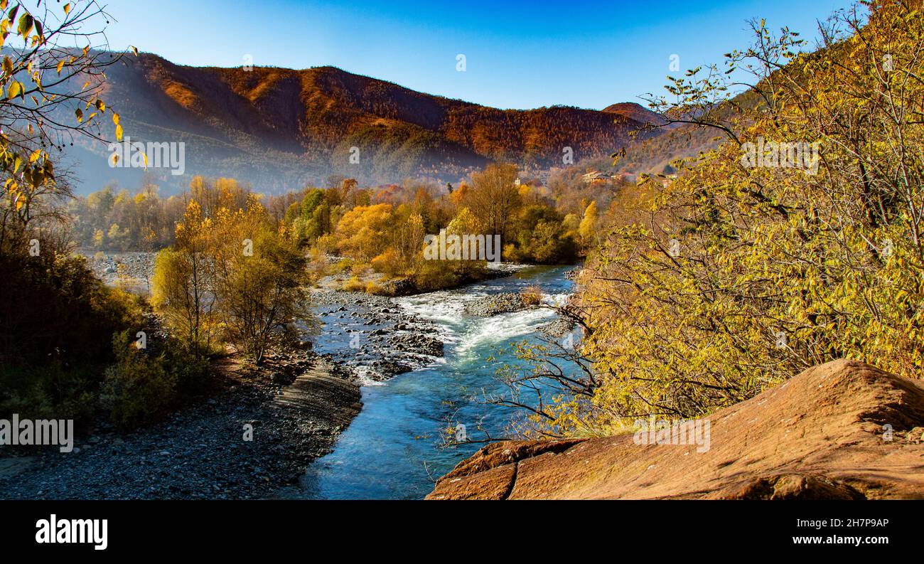Stunning vista of the Riserva Naturale del Ponte del Diavolo, Lanzo ...