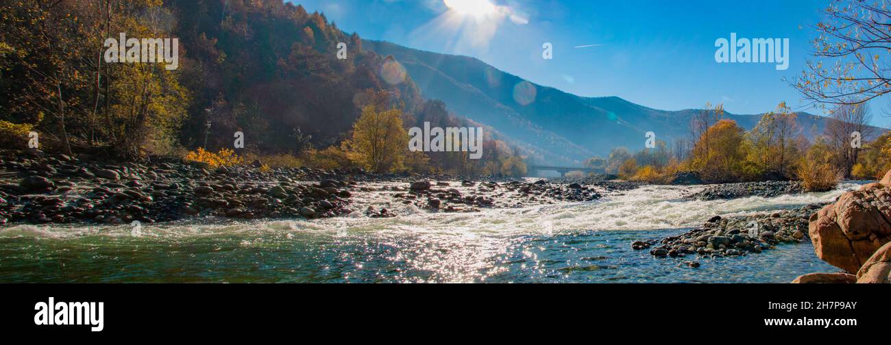 Stunning vista of the Riserva Naturale del Ponte del Diavolo, Lanzo ...