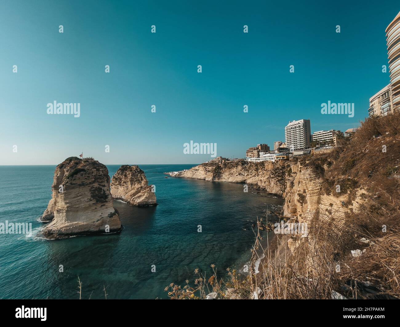 Sabah Nassar's Rock at Raouche in Beirut, Lebanon. known as the Pigeons ...