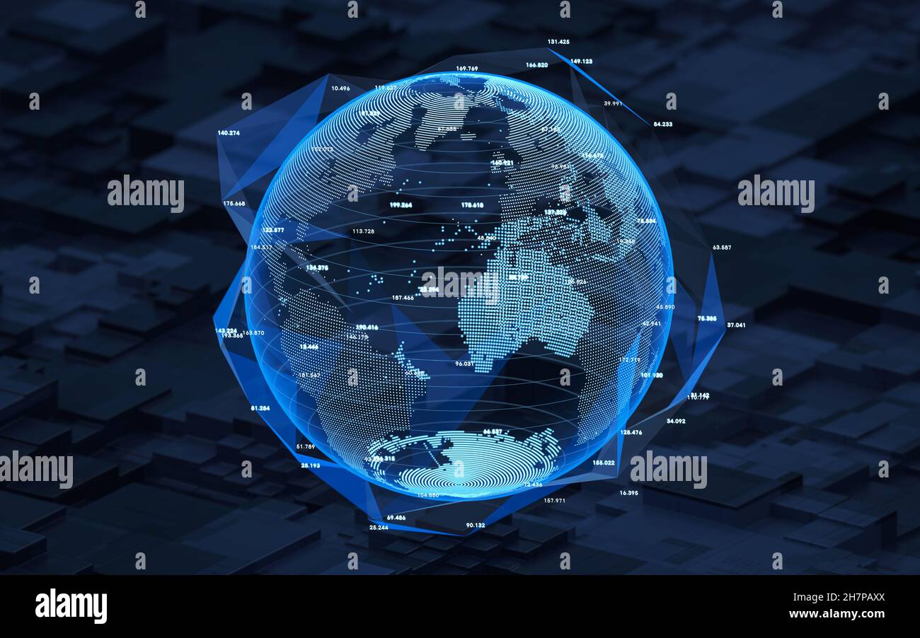 Big data and digital earth, 3d rendering. Computer digital drawing ...