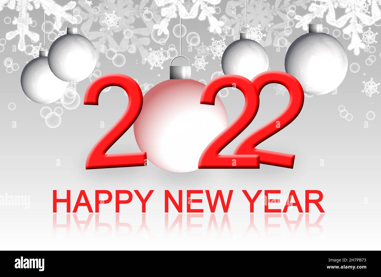 Happy New Year 2022 greeting card in red with reflections on the floor ...