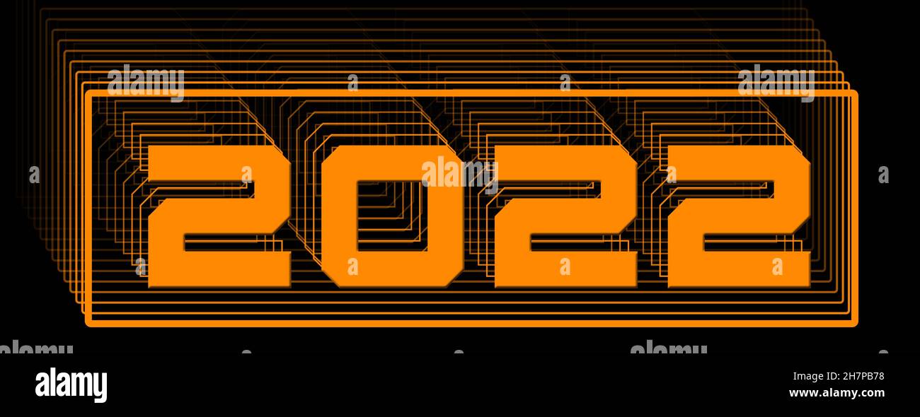 Year 2022 - orange year digits as abstract label with repeating effect ...