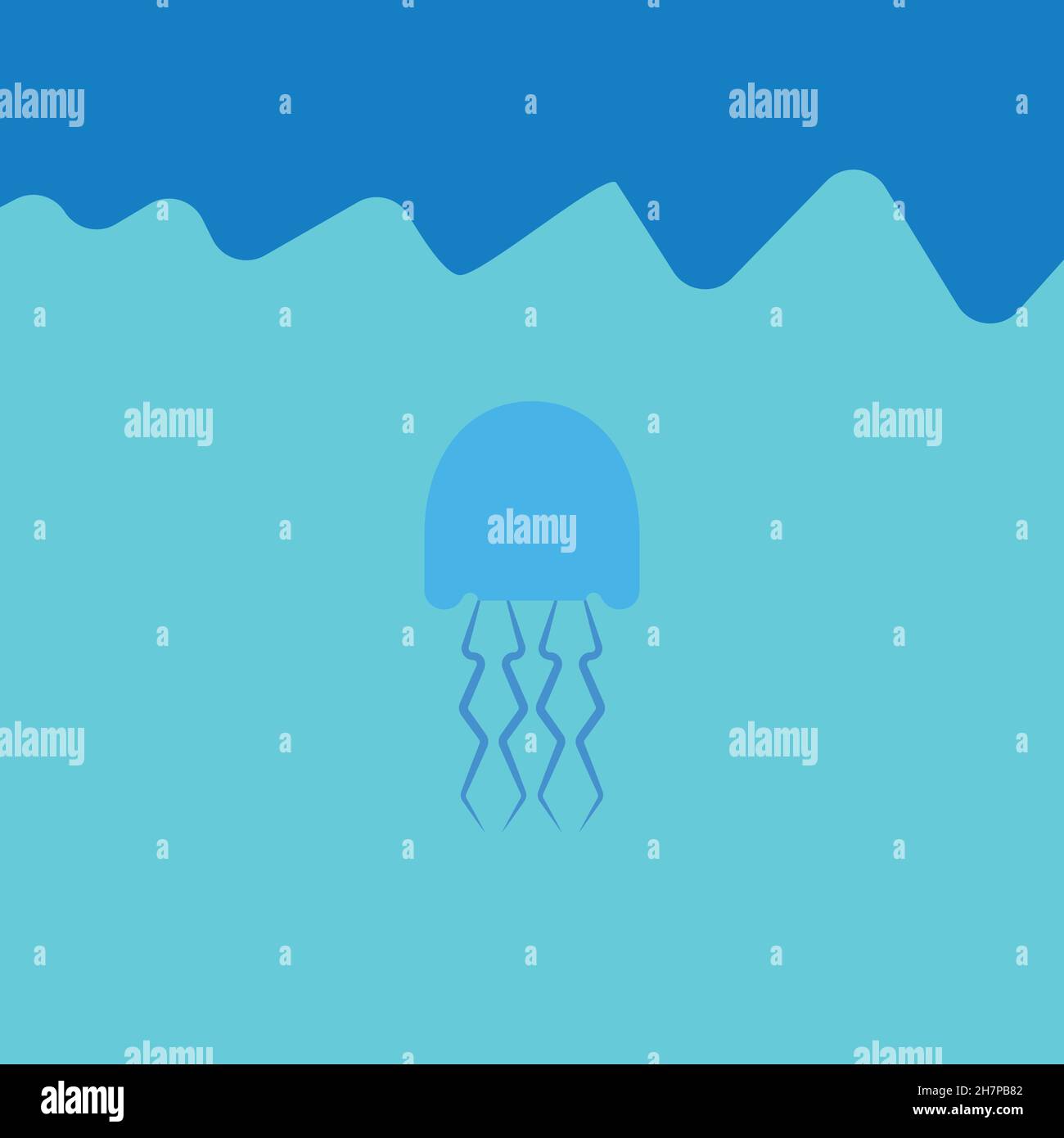 Jelly fish line icon. Simple style ocean fish poster background symbol ...