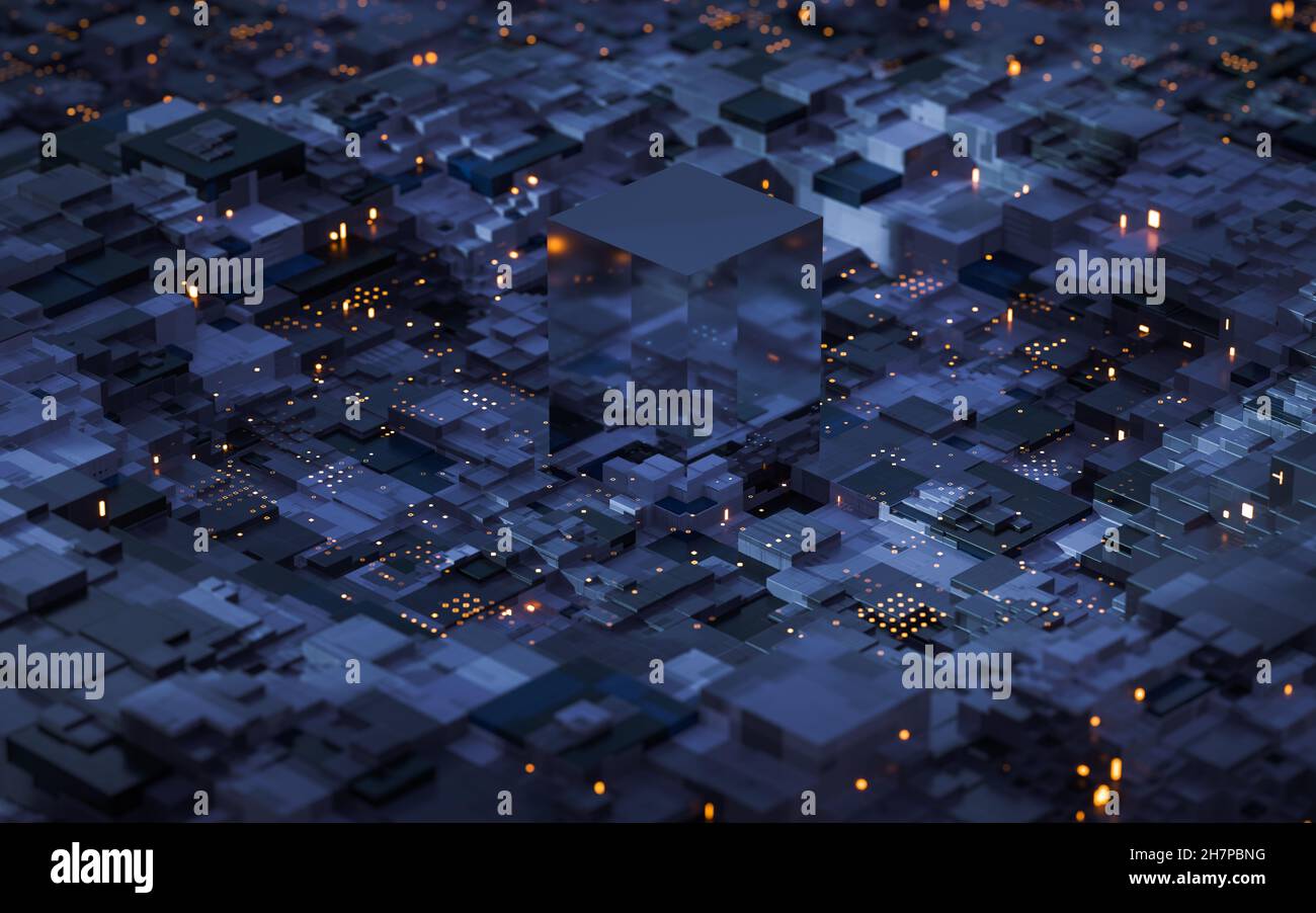 Circuit and materials, science and technology, 3d rendering. Computer ...