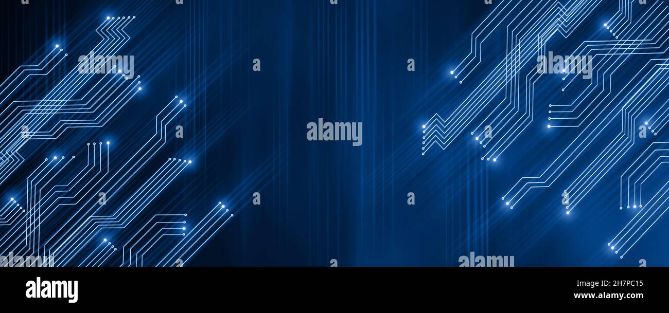 High tech technology, Blue futuristic networking technology Stock Photo ...