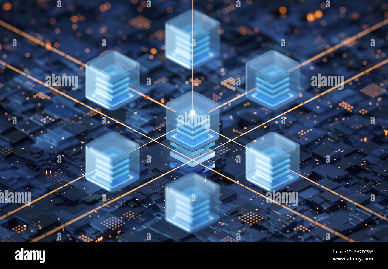 Circuit and materials, science and technology, 3d rendering. Computer ...