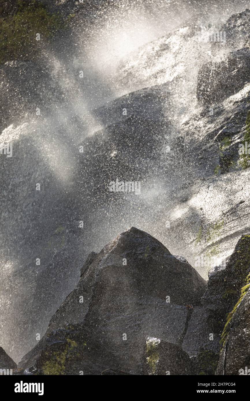 Vertical shot of the Tunan waterfall, near Manado city, North Sulawesi ...