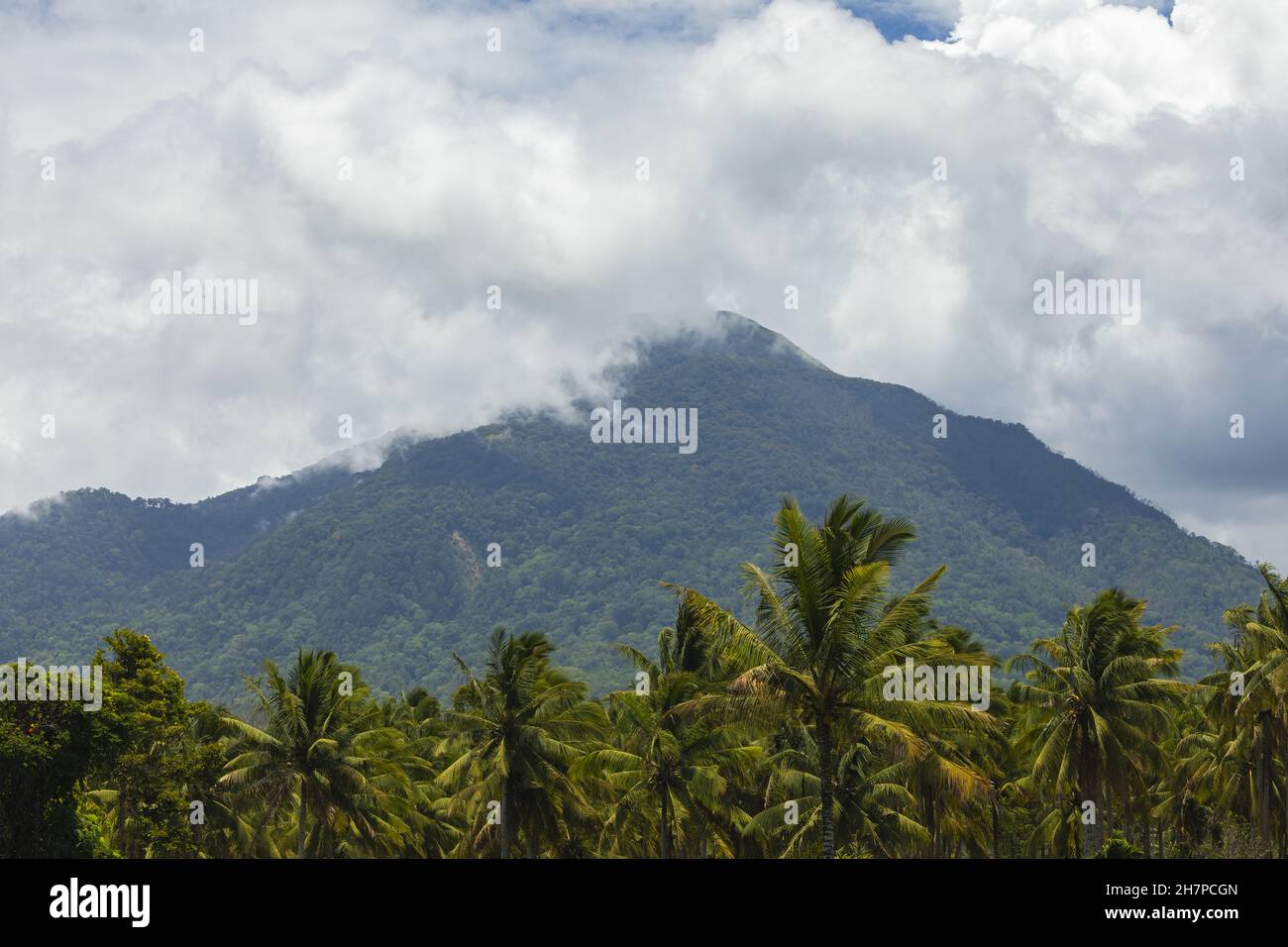 Mount Klabat, the highest volcano on Sulawesi island, in the east of ...