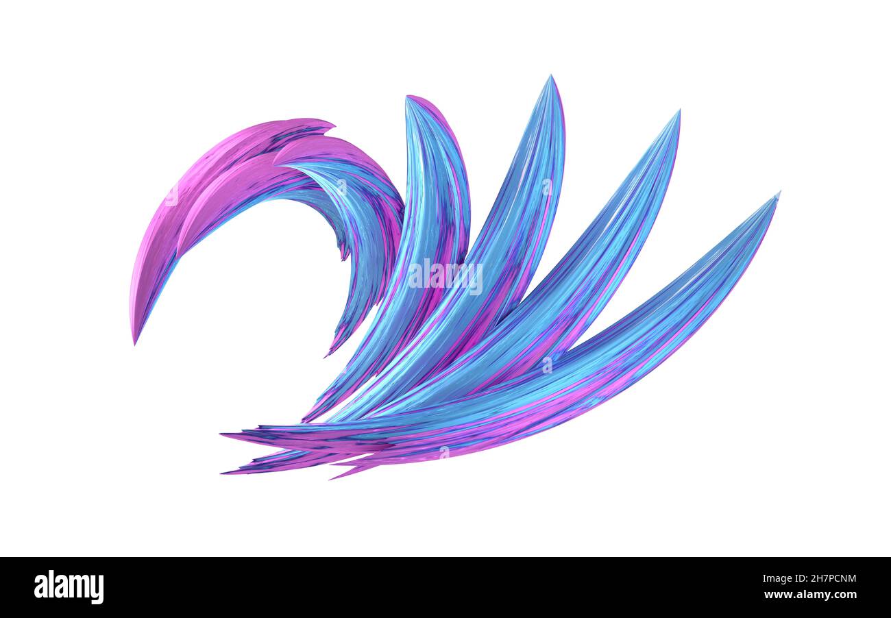 Abstract flowing gradient lines, 3d rendering. Computer digtal drawing ...