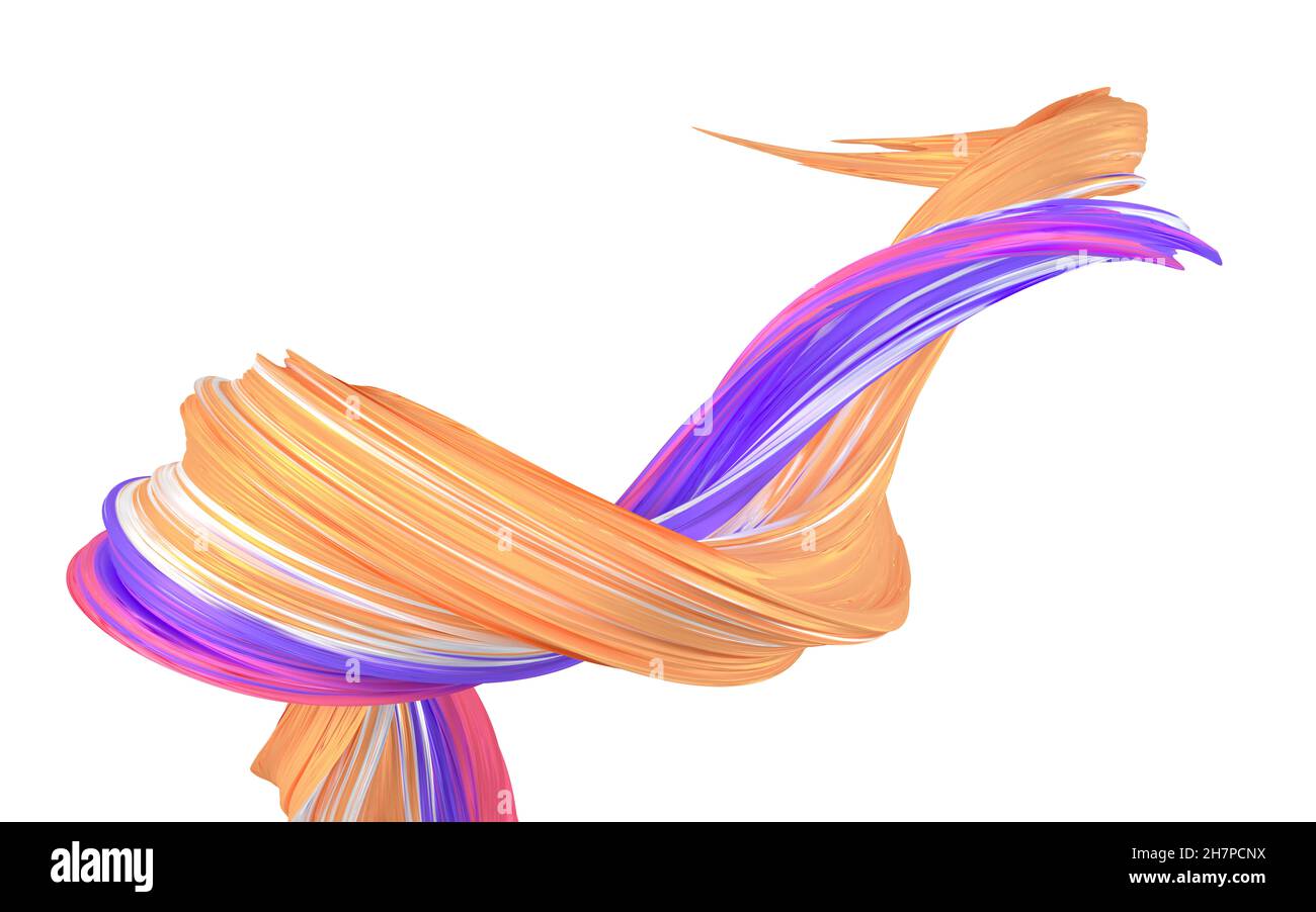Abstract flowing gradient lines, 3d rendering. Computer digtal drawing ...