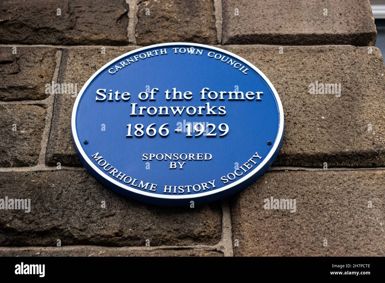 Carnforth Iron Works blue plaque. Warton Road, Carnforth, Lancashire ...