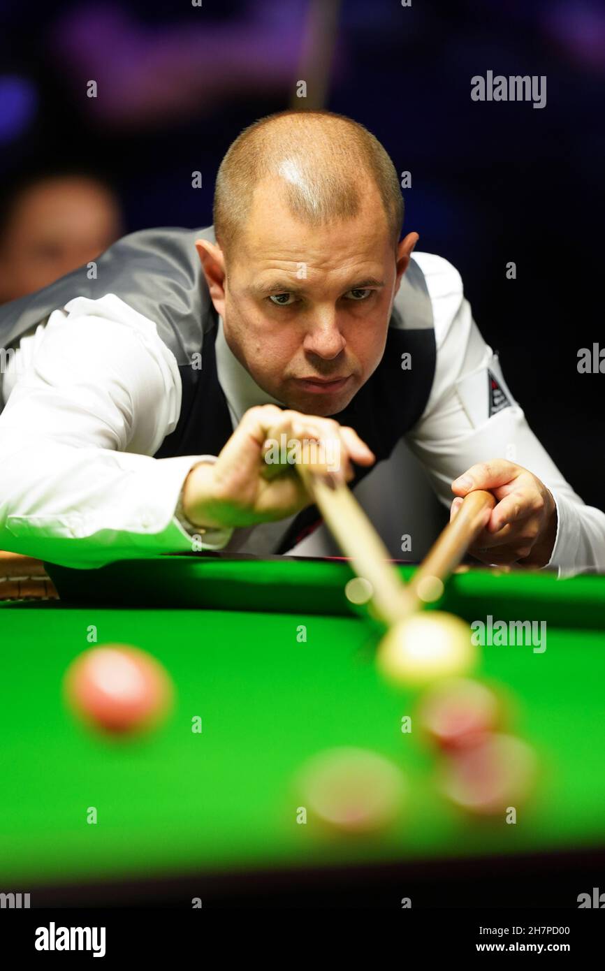 Barry Hawkins during his first round match with Reanne Evans on day two ...
