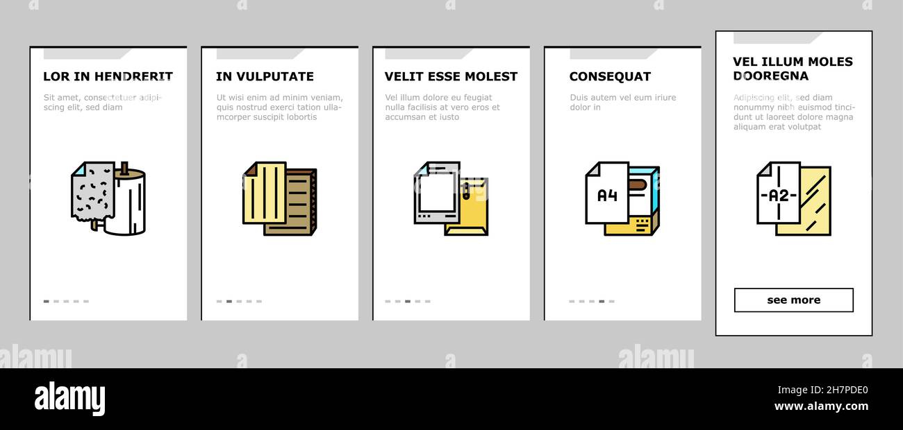 Paper List For Printing Poster Onboarding Icons Set Vector Stock Vector ...