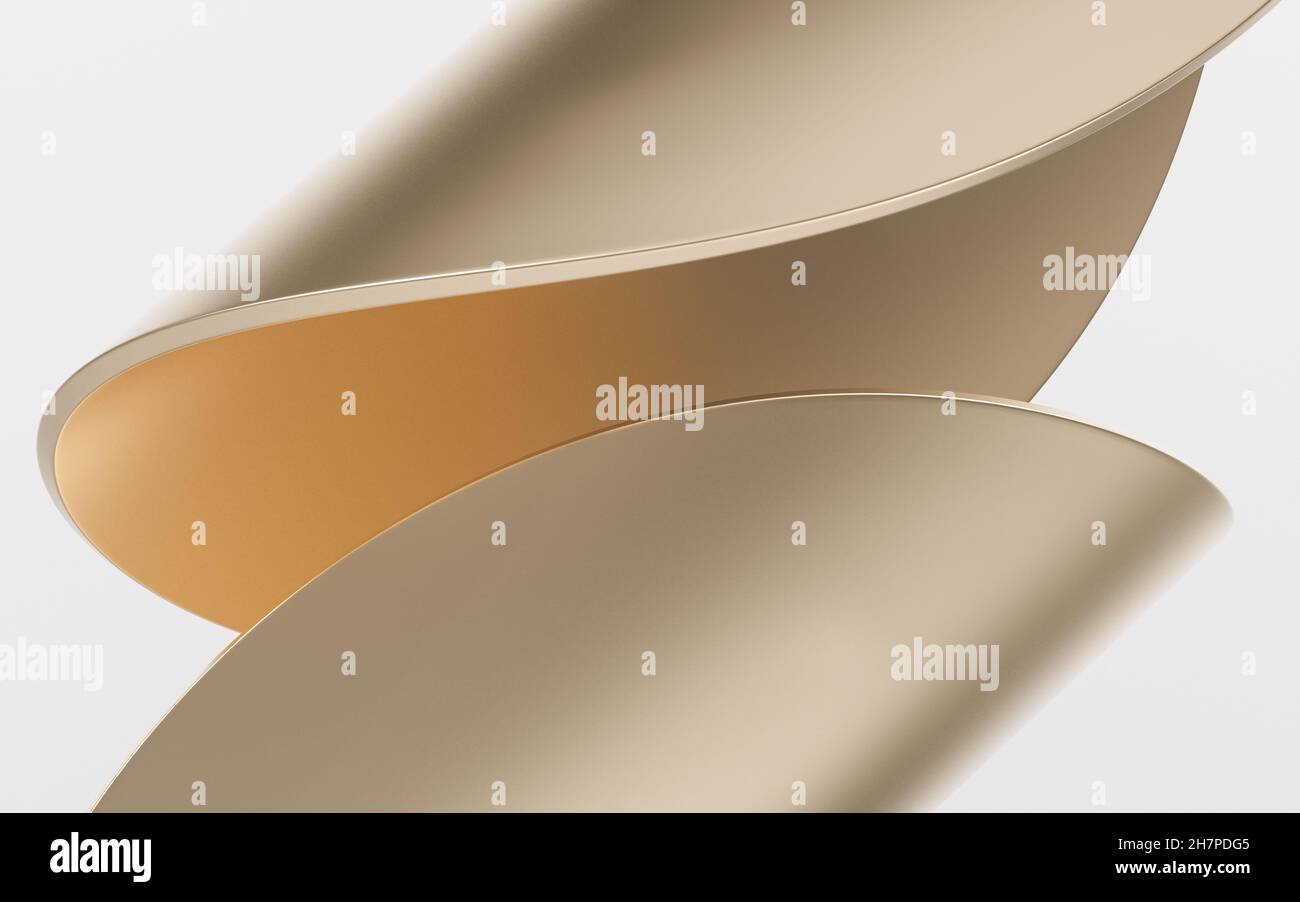 Abstract metal curves with white background, 3d rendering. Computer ...