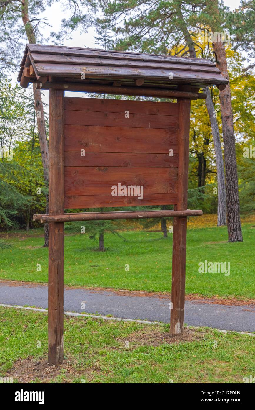 Empty Wooden Board in City Park Copy Space Stock Photo - Alamy