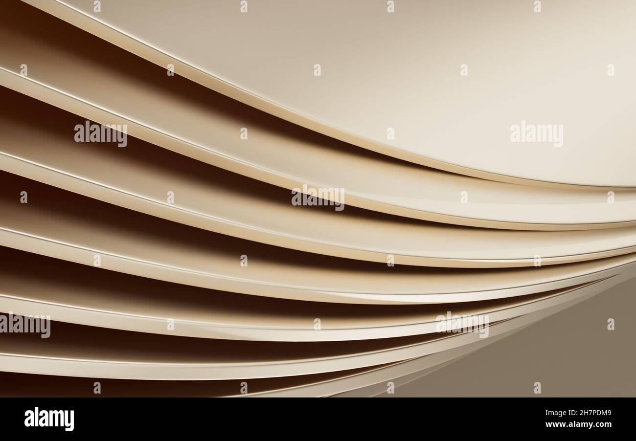 Abstract metal curves with white background, 3d rendering. Computer ...