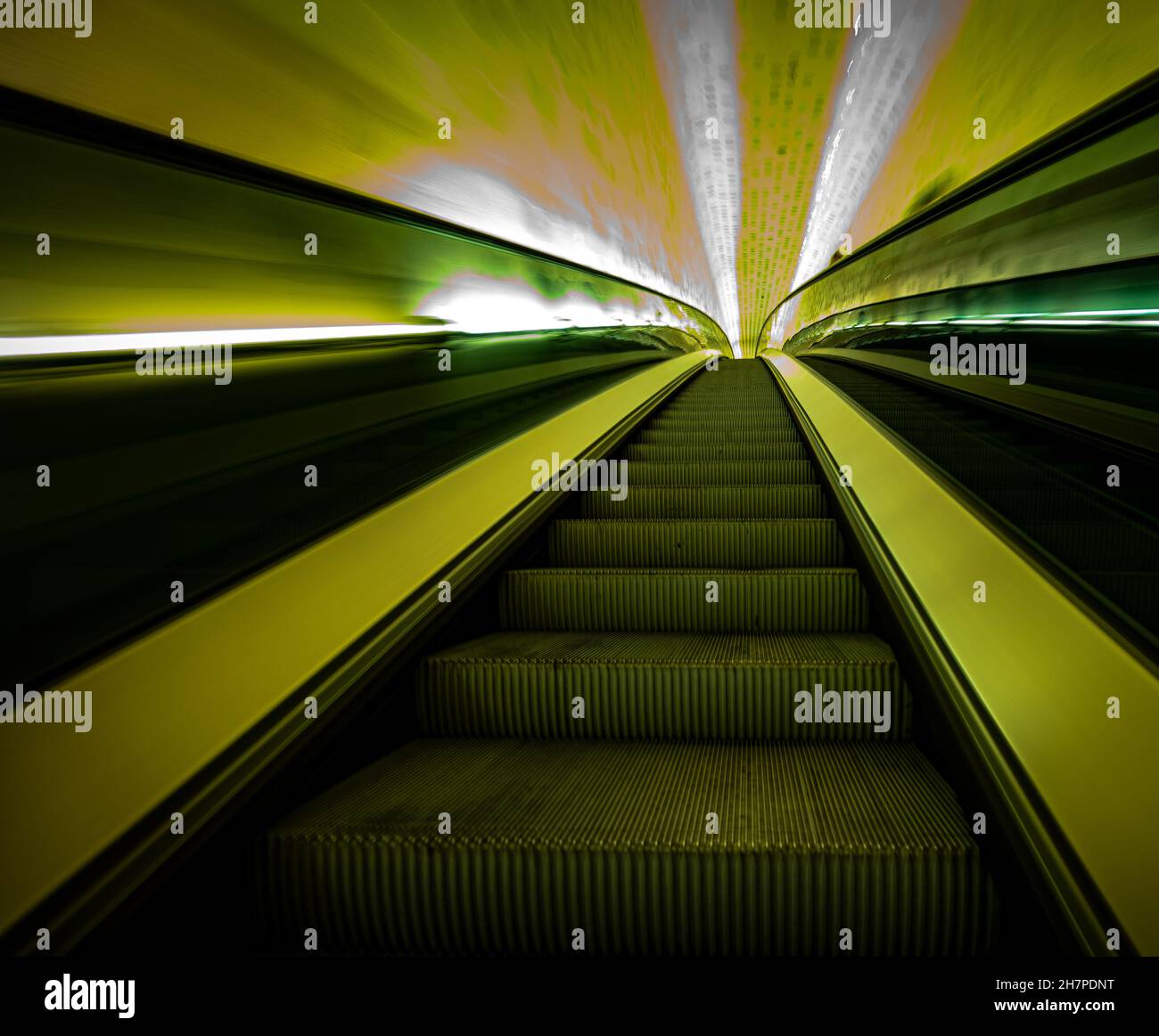 View of a curved escalator in Hamburg, Germany Stock Photo - Alamy