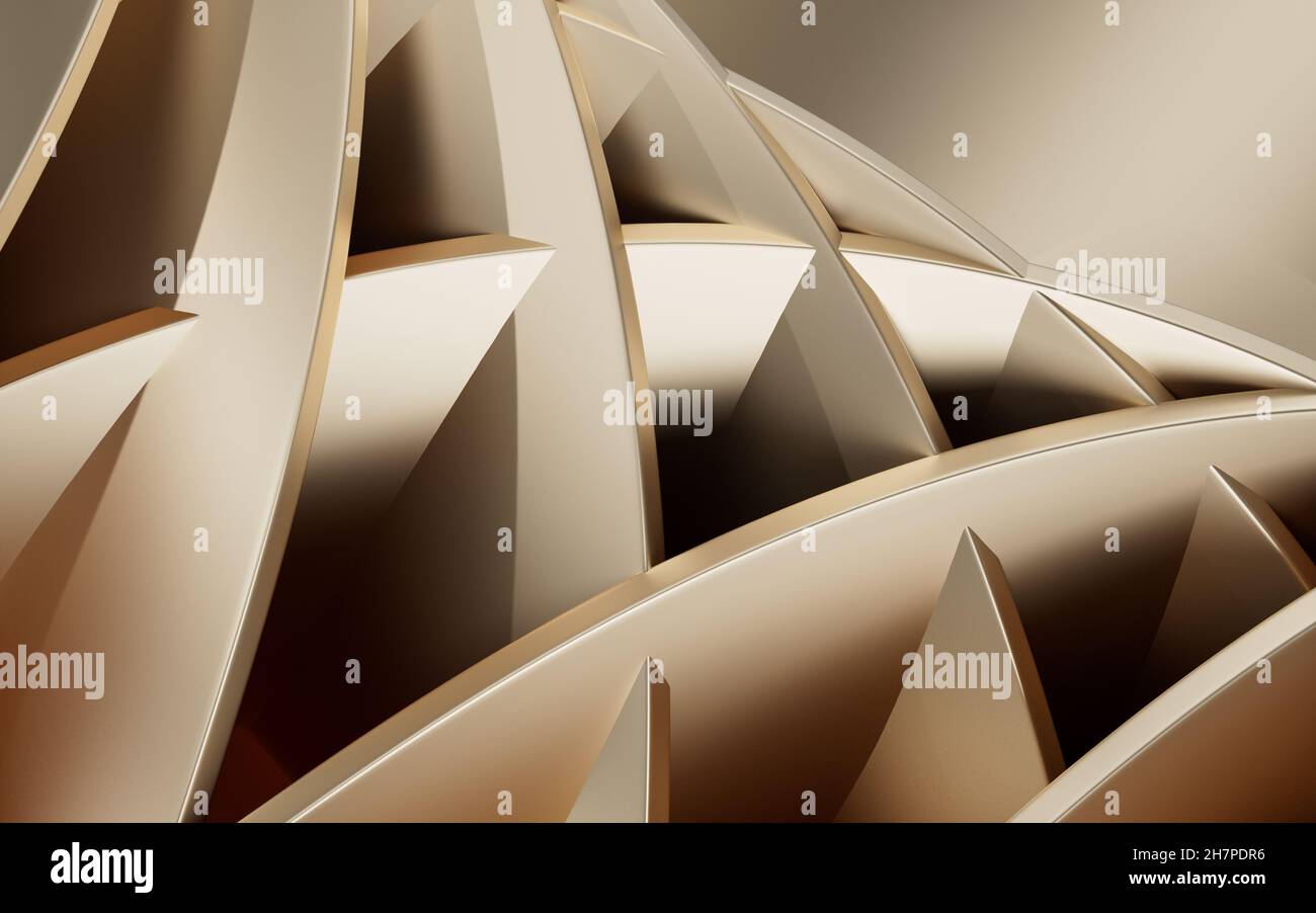 Abstract metal curves with white background, 3d rendering. Computer ...