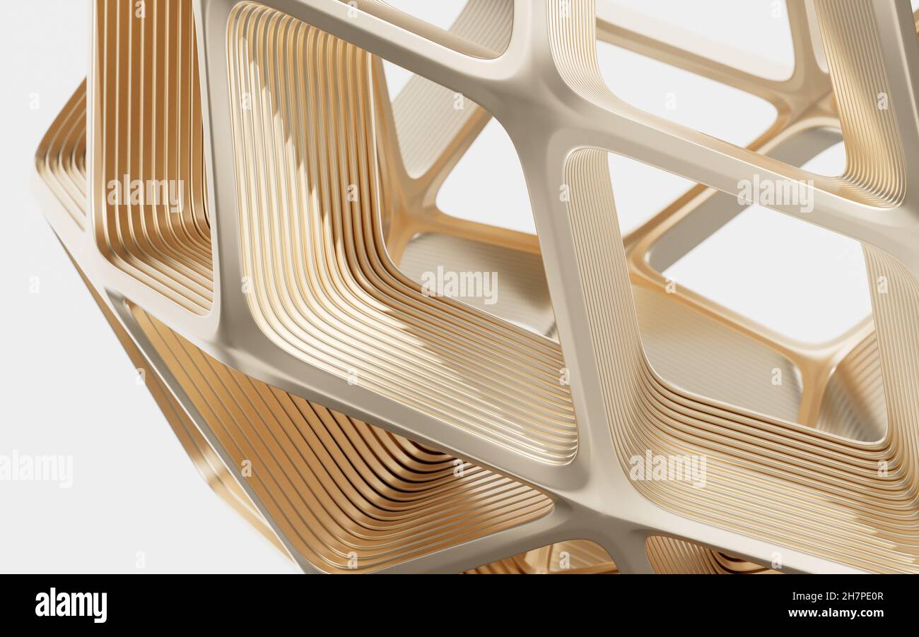 Abstract metal frame with white background, 3d rendering. Computer ...