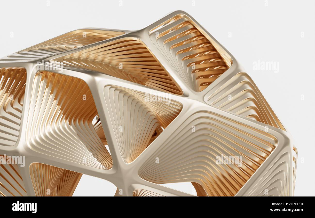 Abstract metal frame with white background, 3d rendering. Computer ...