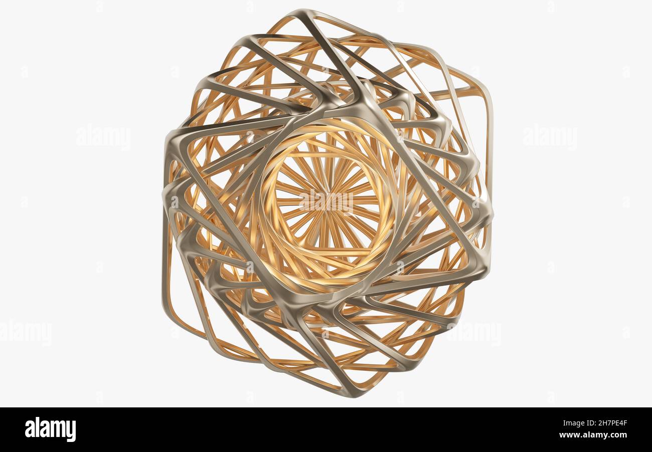 Abstract metal frame with white background, 3d rendering. Computer ...