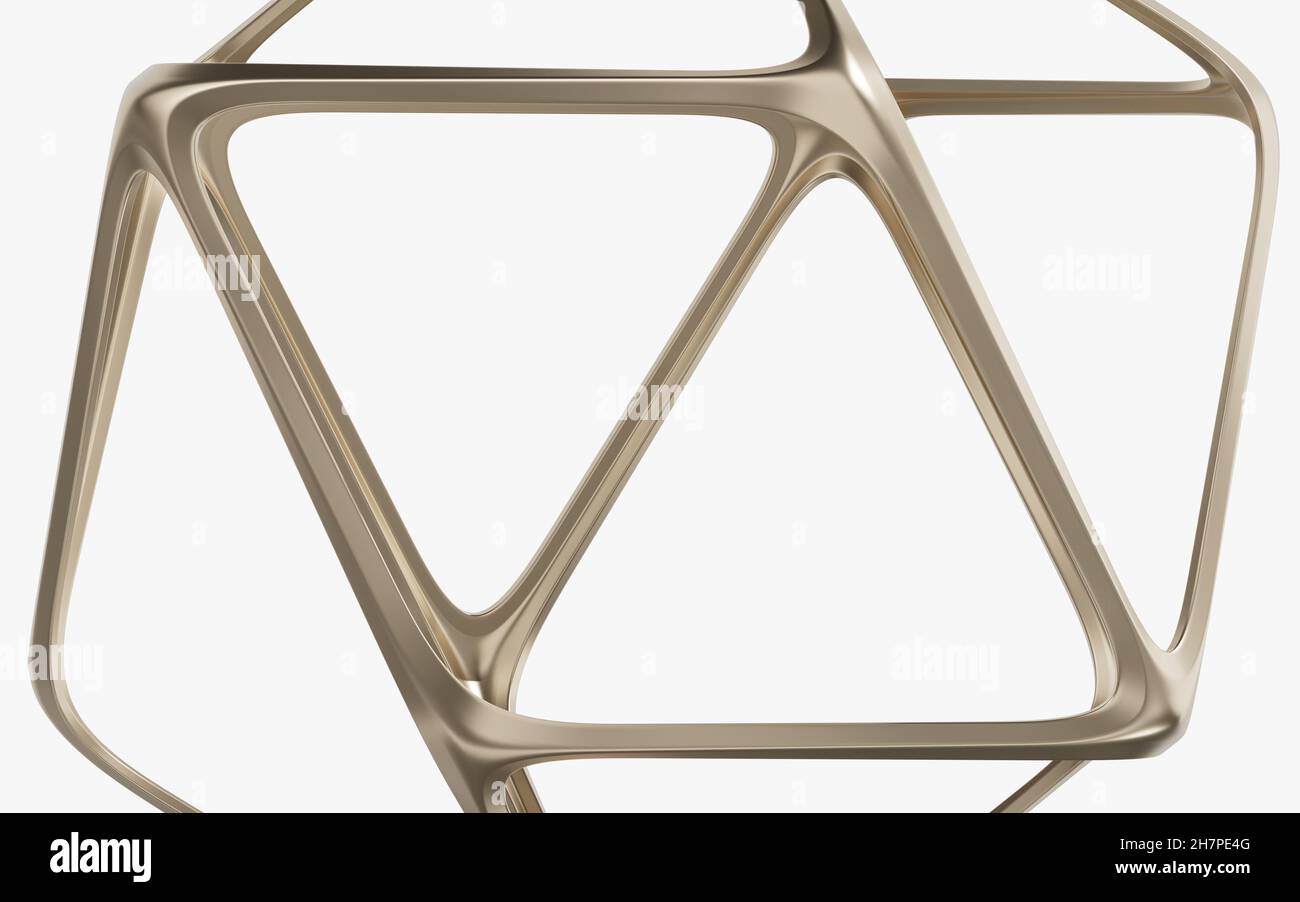 Abstract metal frame with white background, 3d rendering. Computer ...