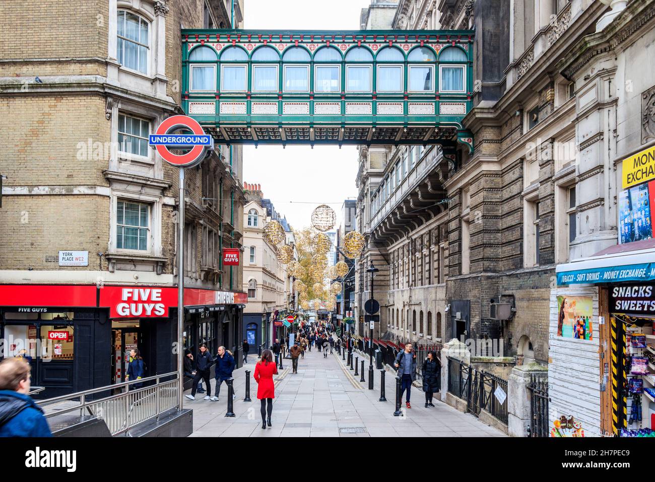 The ornate bridge above Villiers Street linking the two parts of the ...