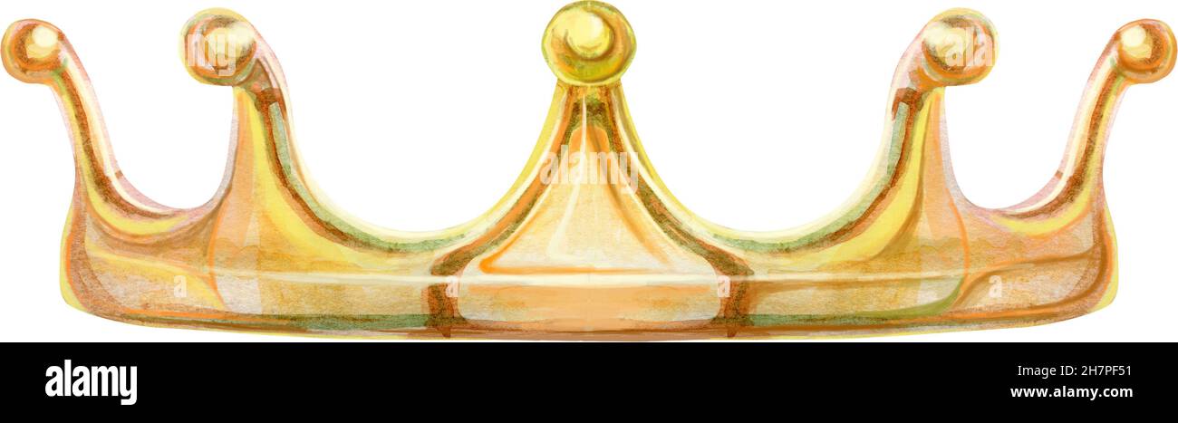 Watercolor hand draw illustration gold crown on white background Stock ...