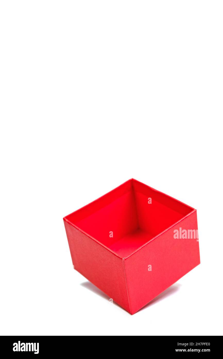Red empty cardboard box against white background Stock Photo - Alamy