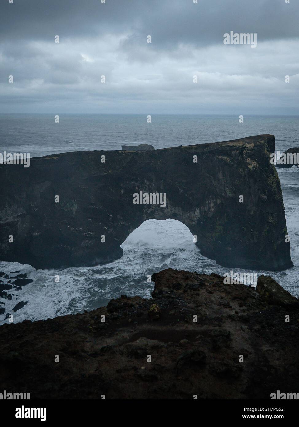 Unique basalt arch on Dyrholaey cape. Nature Reserve, Iceland ...