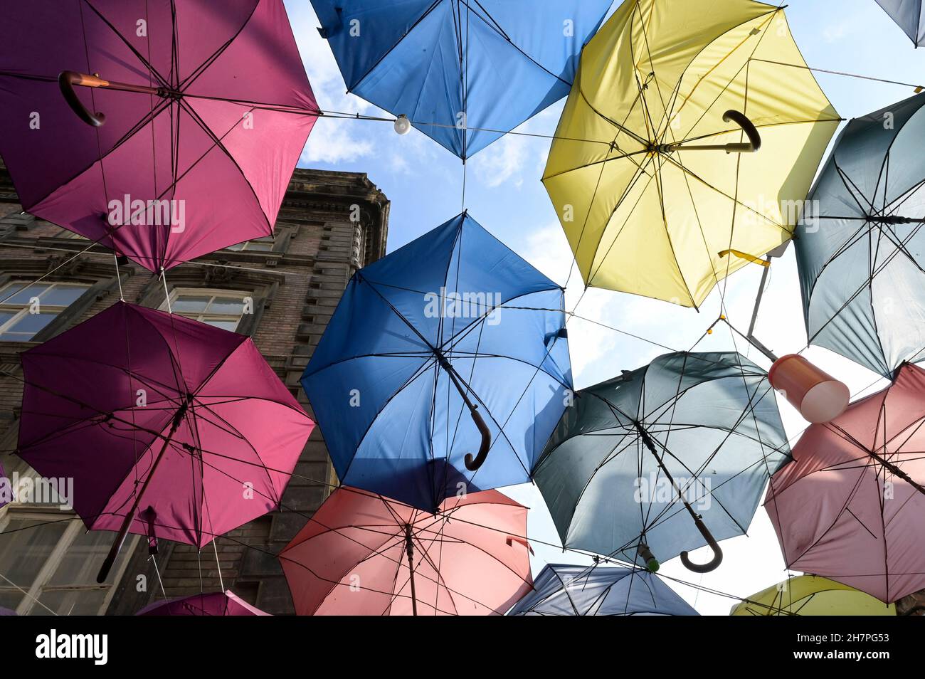 TURKEY, Istanbul, Karaköy, restaurant decoration with umbrellas ...