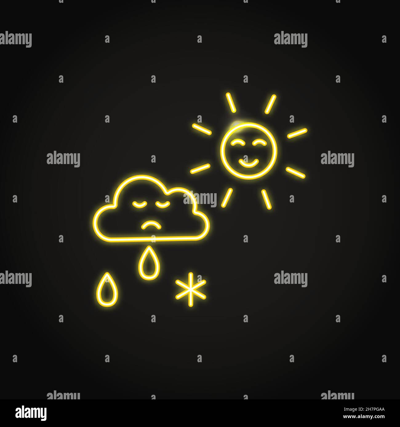 Neon seasonal affective disorder icon in line style. Mental disorder ...