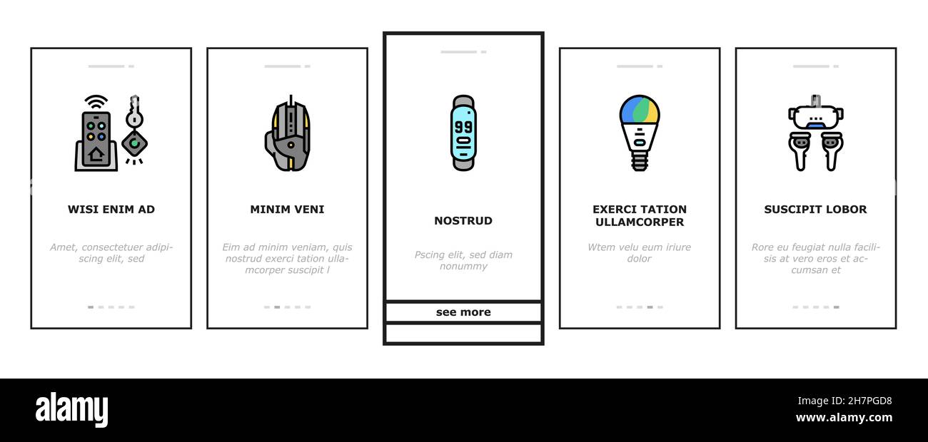 Electronics Digital Technology Onboarding Icons Set Vector Stock Vector ...