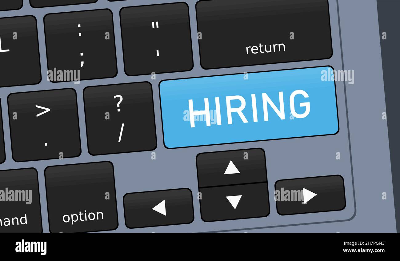 Hiring key on laptop keyboard. Concept vector illustration. Job recruitment Stock Vector Image ...